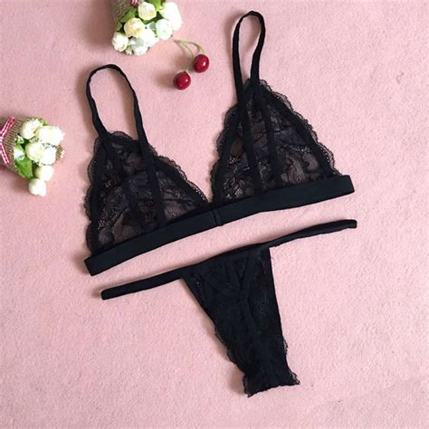 Deruilady Ultra Thin Lacey Bra Set Wire Free Solid Floral Bralette