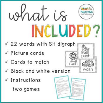 Sh Digraph Matching Cards By Mastering Elementary Tpt