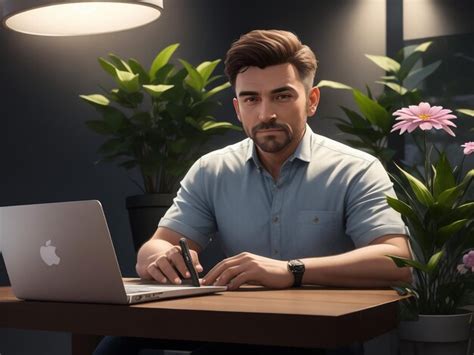 Premium Photo Home Workplace Man Working With Computer At Wooden Desk In Room At Night