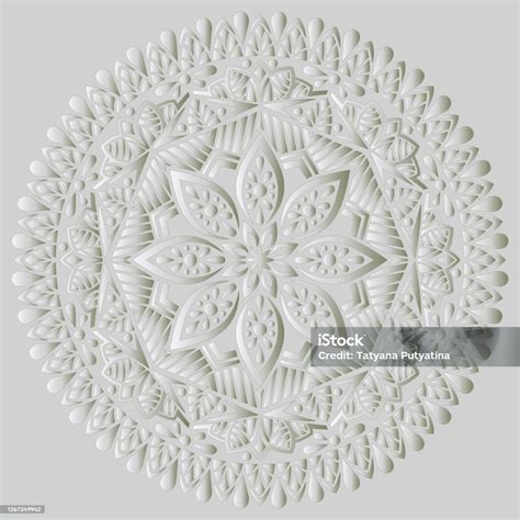 만다라 무늬 화이트 3d 그라데이션 좋은 분위기 대칭에 대한 스톡 벡터 아트 및 기타 이미지 대칭 디자인 러시아 Istock