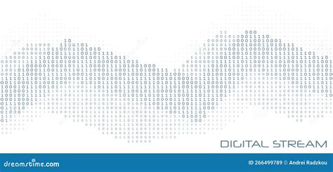 Digital Stream Binary Data Streaming With Ones And Zeros Stock Vector