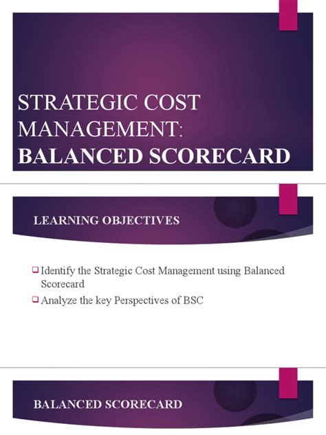 Strategic Cost Management Balanced Scorecard Pdf Customer Satisfaction Strategic Management