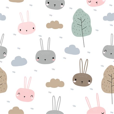 Seamless Pattern With Rabbit Bunny Head Cartoon Illustration 4706871