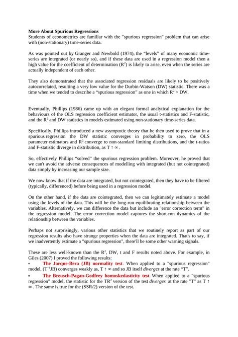 Pdf More About Spurious Regressions