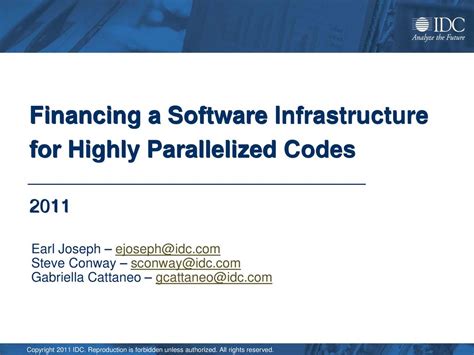 financing a software infrastructure for highly parallelized codes ppt