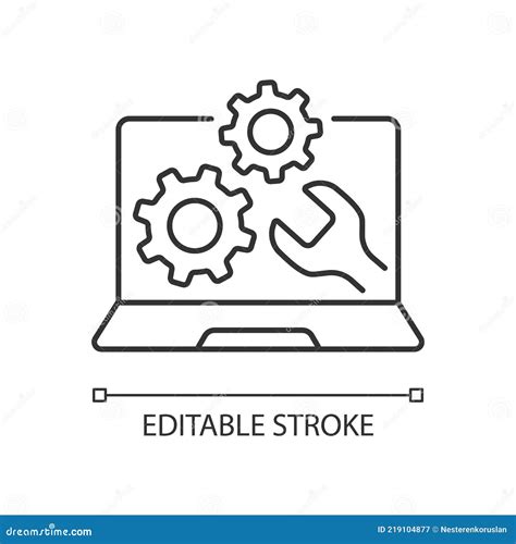 Computer Repair Service Linear Icon Stock Vector Illustration Of Electronics Solution 219104877