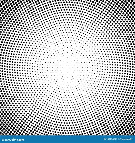 Abstract Black Circular Halftone Dots Pattern In White Background Stock
