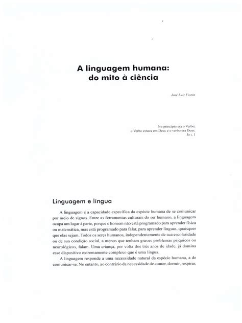 A Linguagem Humana Do Mito À Ciência José Luiz Fiorin Pdf
