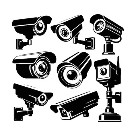 Cctv Icons Surveillance Camera Icons Set Premium AI Generated Vector