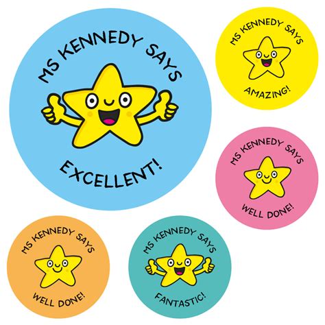 Personalised Smiling Star Reward Stickers — Myclassroom