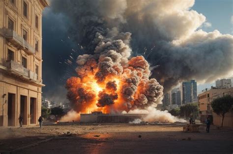 Premium Ai Image Photo Big Explosion Smoke Column With Fire On The