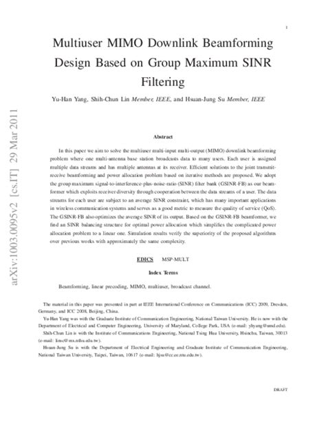 pdf multiuser mimo downlink beamforming with average sinr constraints
