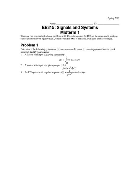 ss midterm 1 s09 sol pdf cybernetics mathematical concepts