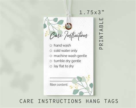 Care Instructions Tags For Handmade Knitted Crochet Items Washing