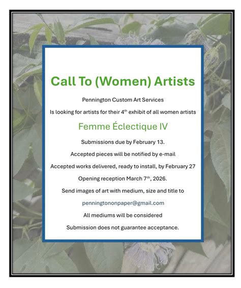 Pennington In Search Of Women Artists For Out March National Womens Month Exhibition