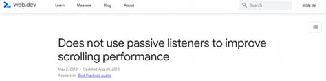 Passive Event Listeners Solution To Does Not Use Passive Listeners
