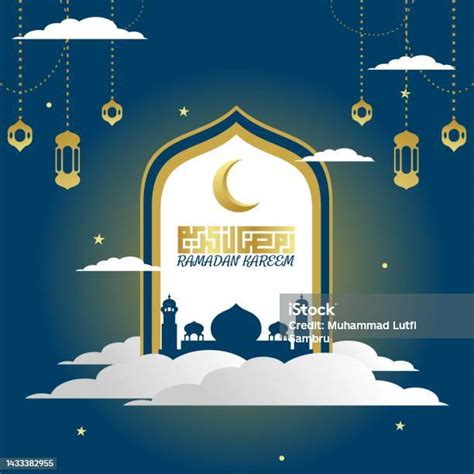 라마단 카렘 인사말 카드 벡터 일러스트레이션 인사말 카드 포스터 및 배너에 적합합니다 Eid Mubarak에 대한 스톡 벡터
