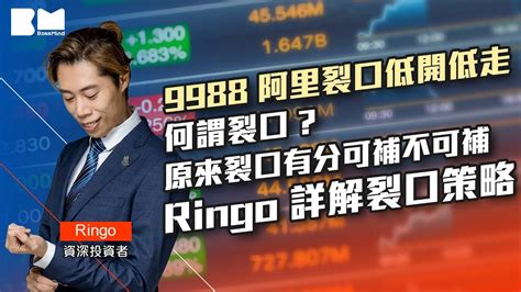 9988 阿里裂口低開低走｜何謂裂口 ｜原來裂口有分可補不可補｜ringo 詳解裂口策略｜短炒波士ringo 恒指 港股 9988