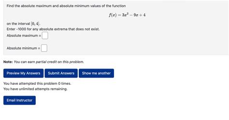 Solved Find The Absolute Maximum And Absolute Minimum Values