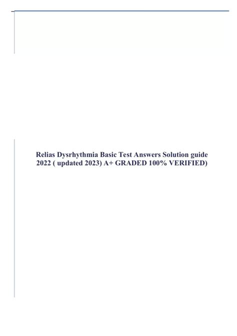 Relias Dysrhythmia Basic Test Answers Solution Guide Updated A GRADED