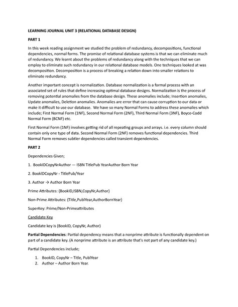 Learning Journal Unit 3 Cs 2203 Learning Journal Unit 3 Relational