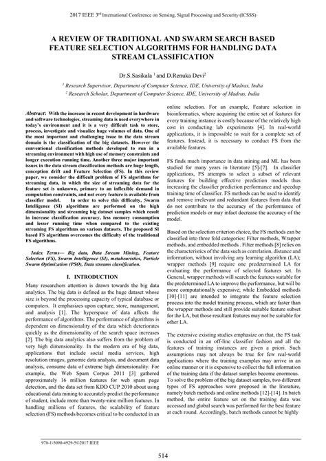 Pdf A Review Of Traditional And Swarm Search Based Feature Selection