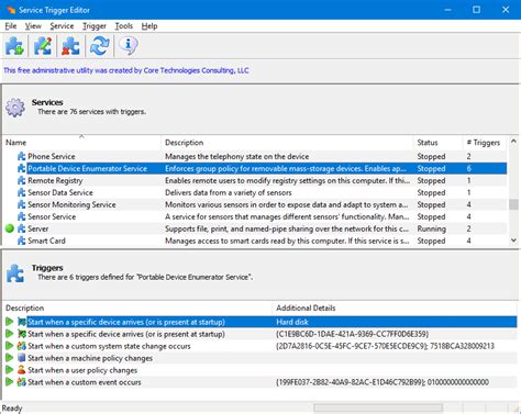 a free utility to manage service triggers trigger start services