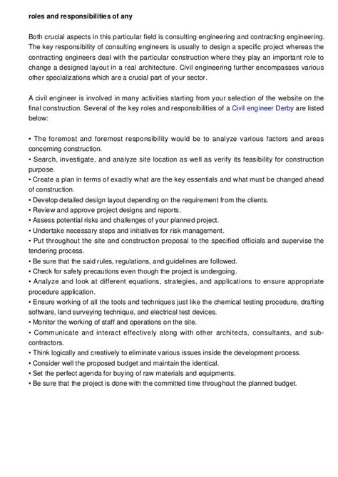 Roles And Responsibilities Of Any Civil Engineer