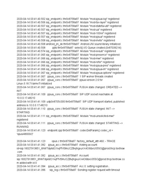Sip Log Pdf Session Initiation Protocol Transmission Control Protocol