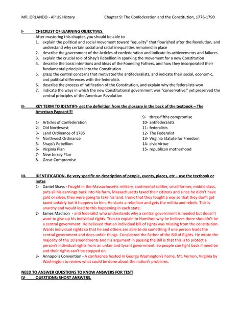 Study Guide Chapter 9 MR ORLANDO AP US History Chapter 9 The