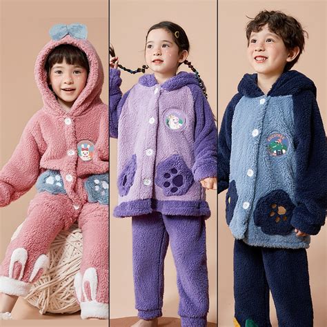 Kocotree 어린이 잠옷 코랄 벨벳 플란넬 스플릿 겨울 남아 및 여아 아기 홈 의류 두껍고 귀여운 AliExpress
