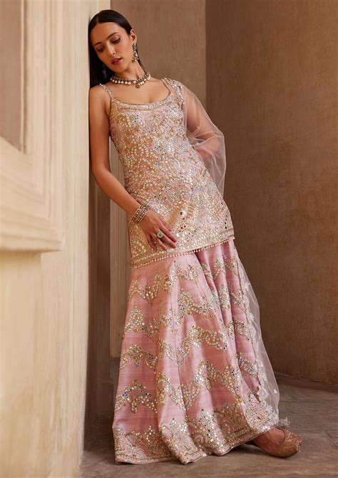 Tamanna Punjabi Kapoor Rose Pink Strappy Sharara Set