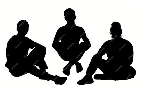 Silueta De Persona Sentada De Diseño Plano Vector Premium