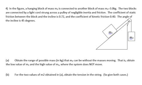 Solved In The Figure A Hanging Block Of Mass M Is Chegg Com