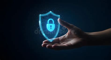 Holding Digital Shield Lock Cyber Security Network Protection Concept