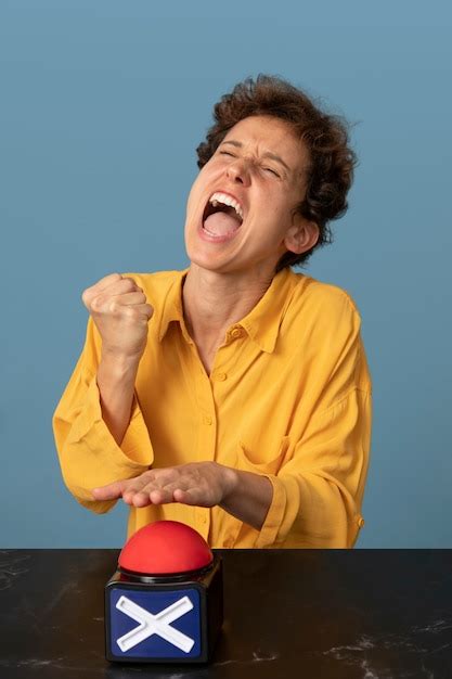 Free Photo Young Adult Pressing Buzzer Button