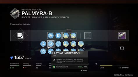 Destiny 2 What Is The God Roll For The Palmyra B Rocket Launcher