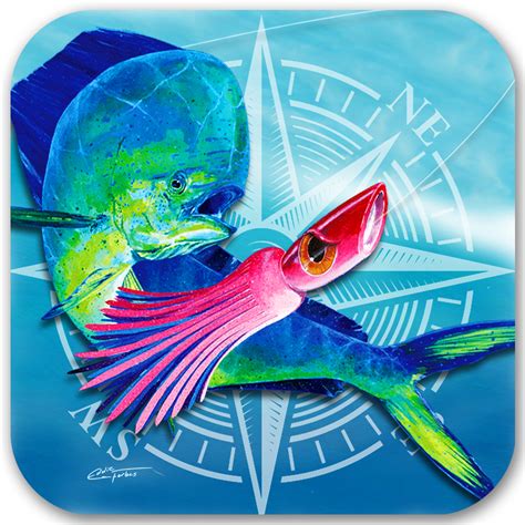 Reel Deep Compass Barstool Eddie Forbes Art