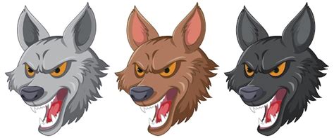 Free Vector Trio Of Snarling Cartoon Wolves