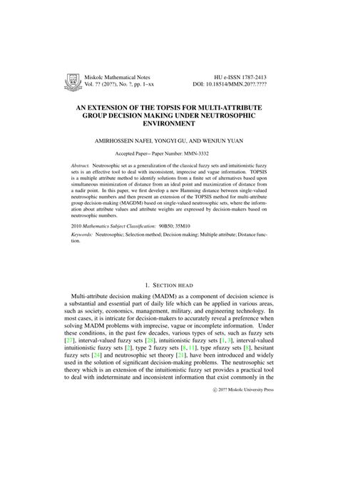 Pdf An Extension Of The Topsis For Multi Attribute Group Decision