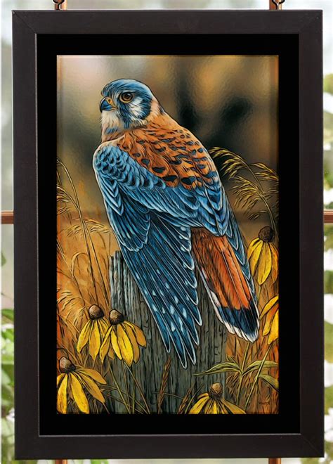 Red Tailed Hawk Bird Stained Glass Wall Art Wall Decor Wild Wings