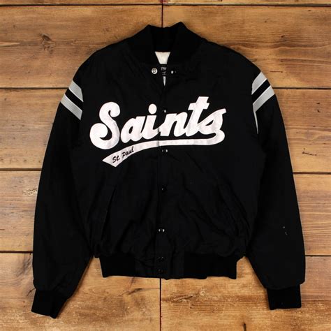 Vintage Butwin Varsity Jacket M 90s Bomber Saints Usa Made Black Etsy