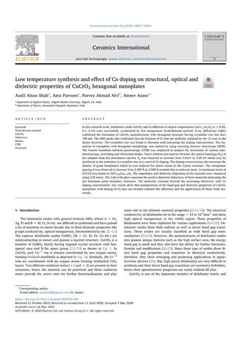 Pdf Low Temperature Synthesis And Effect Of Co Doping On Structural