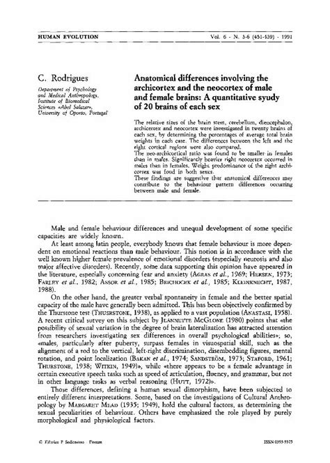 Pdf Anatomical Differences Involving The Archicortex And The