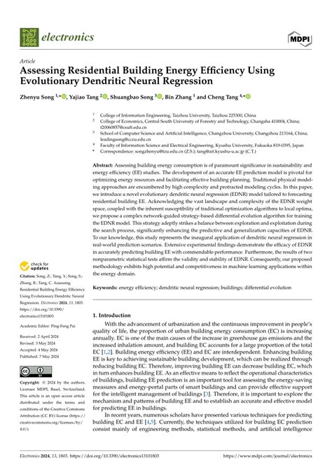 Pdf Assessing Residential Building Energy Efficiency Using Evolutionary Dendritic Neural
