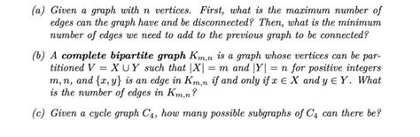 solved a given a graph with n vertices first what is the