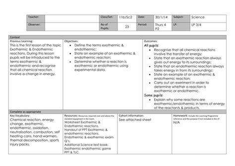 Exothermic And Endothermic Reactions Teaching Resources