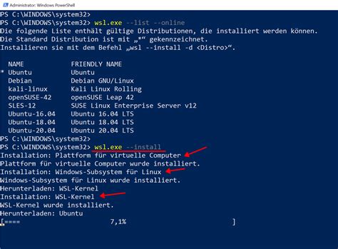 Windows Subsystem für Linux über Kommandozeile wsl exe
