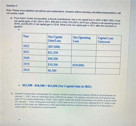 Solved Note Please Show Detailed Calculations And