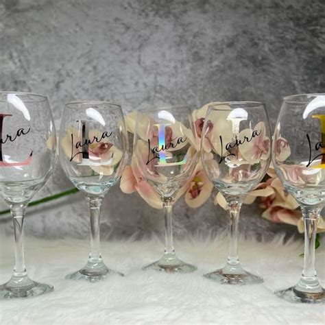 Custom Wine Glasses Initial Etsy